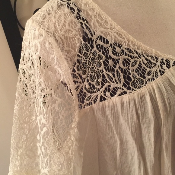 Tops | New Gorgeous Boho Ivory Top W Lace Detail Size L | Poshmark